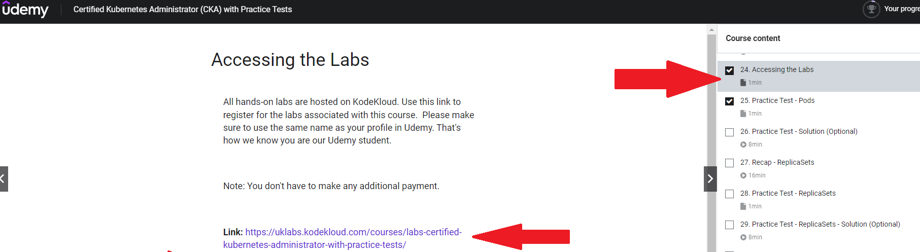 Accessing Labs on KodeKloud for Udemy users